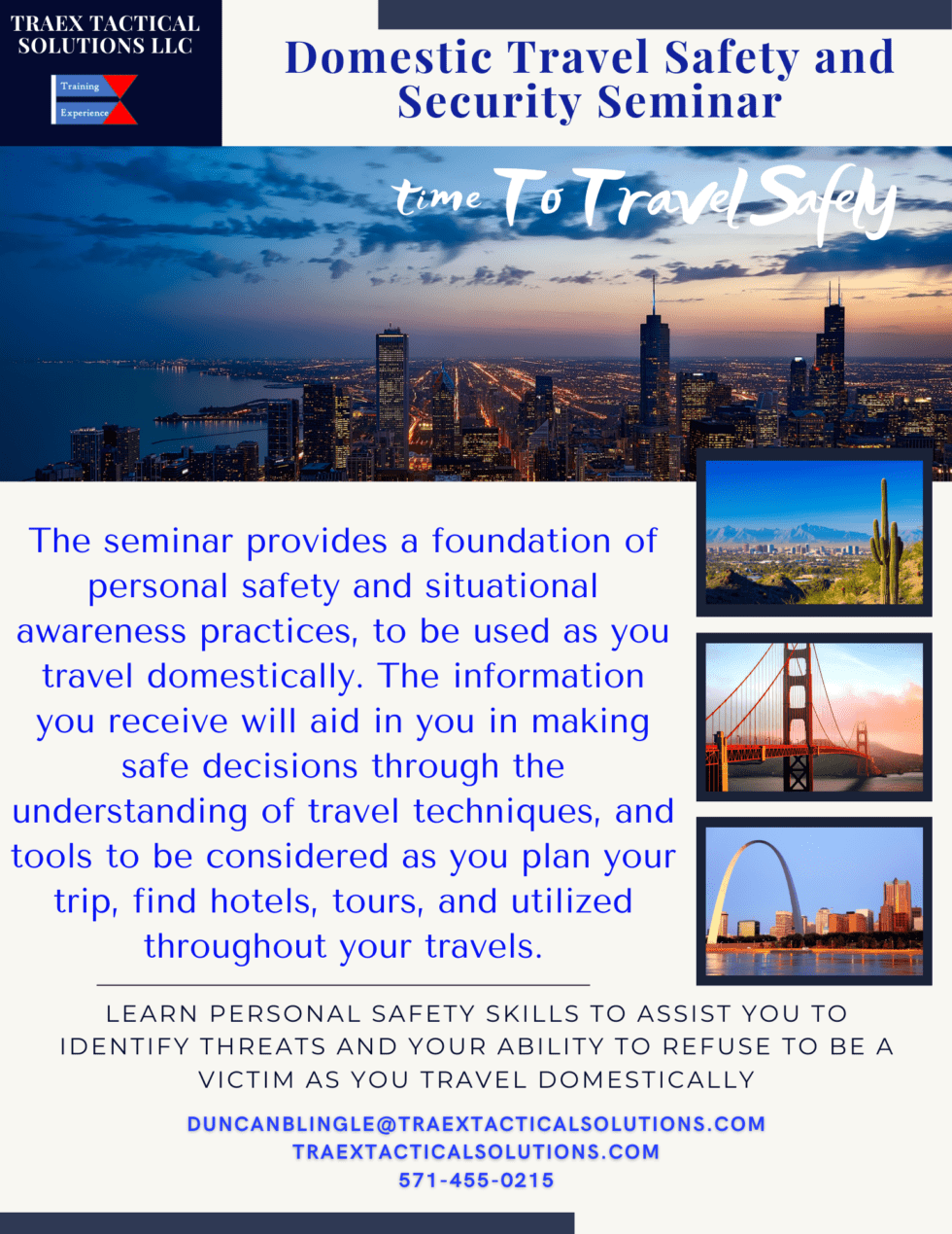 TRAEX Domestic Travel Safety and Security - TRAEX Tactical Solutions LLC