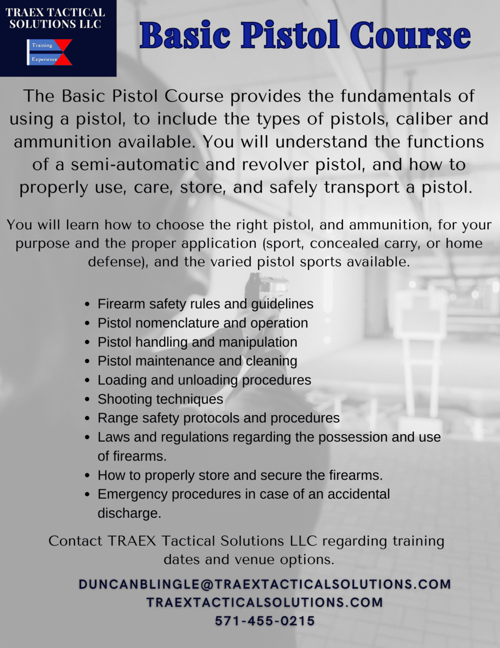 NRA Basic Pistol Course - TRAEX Tactical Solutions LLC