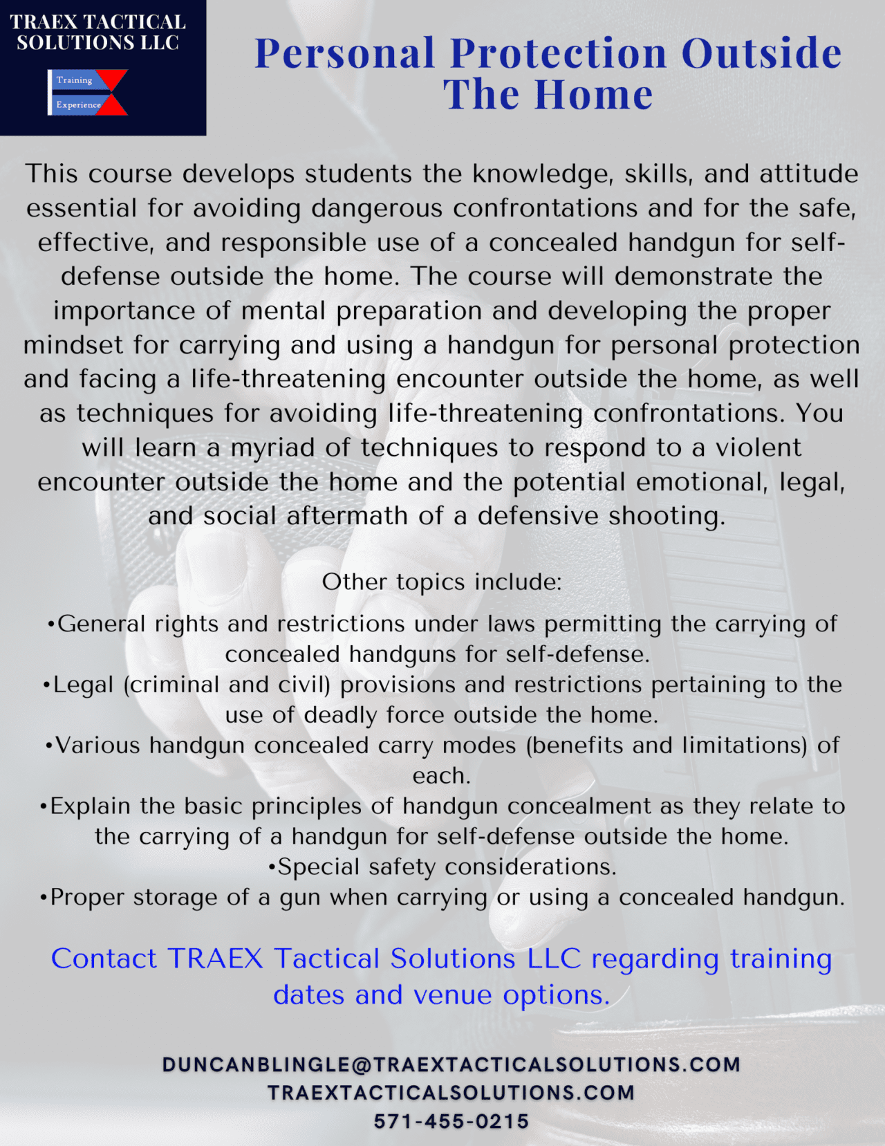 NRA Personal Protection Outside the Home - TRAEX Tactical Solutions LLC